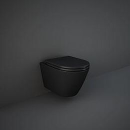 RAK Feeling WC Set mit WC-Sitz spülrandlos, schwarz matt