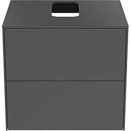 Ideal Standard Conca Waschtisch-Unterschrank T3940Y2 mit Ausschnitt, 2 Auszüge, 60x50,5x55 cm, mittig, Anthrazit matt lackiert