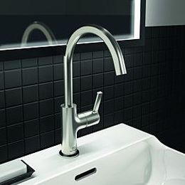 Ideal Standard Joy Waschtischarmatur BC778GN hoher Auslauf, schwenkbar, ohne Ablaufgarnitur, Ausladung 169mm, Silver Storm