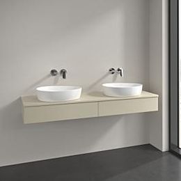 Villeroy & Boch Villeroy und Boch Antao Waschtisch-Unterschrank L17050HJ 160x19x50cm, Hahnlochbohrung, Waschbeckenplattenfarbe Lack, silk grey matt lacquer, Mit Beleuchtung