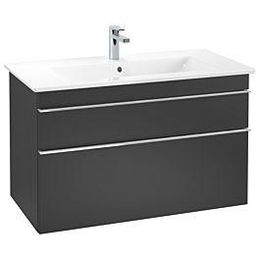 Villeroy & Boch Villeroy und Boch Venticello Waschtisch-Unterschrank A92601PD 95,3 x 59 x 50,2 cm, Becken mittig, Griff Chrom, Black Matt Lacquer