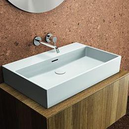Ideal Standard Extra Waschtisch T3896MA ohne Hahnloch, mit Überlauf, geschliffen, 700 x 450 x 150 mm, weiß Ideal Plus