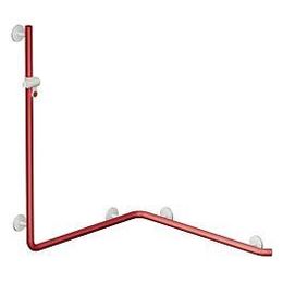 HEWI System 800 K Duschhandlauf 950.35.21S9933 Sonderlänge, Brausehalter, Stützen und Rosetten reinweiß, rubinrot