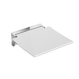HEWI 350 Klappsitz 950.51.2059098 Wandkonsole Edelstahl verchromt, Sitzfläche signalweiß, 350x373x107mm