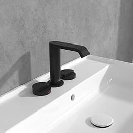 Villeroy & Boch Villeroy und Boch Dawn Dreiloch-Waschtischarmatur TVZ106001000K5 ohne Ablaufgarnitur, matt black