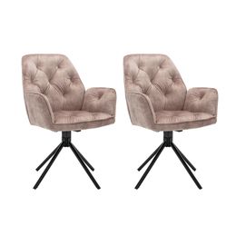 ByLiving Esszimmerstuhl SARINA, 2-er Set, Samtbezug beige, Gestell schwarz