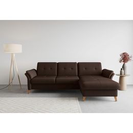 Sit & More Ecksofa SIT & MORE "G&ouml;teborg", braun (dunkelbraun), B:268cm H:90cm T:176cm, Sofas, Ecksofa, Sitztiefenverstellung und Federkern, wahlweise mit Bettfunktion
