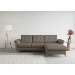 Sit & More Ecksofa SIT & MORE "G&ouml;teborg", braun (savannah), B:268cm H:90cm T:176cm, Sofas, Ecksofa, Sitztiefenverstellung und Federkern, wahlweise mit Bettfunktion