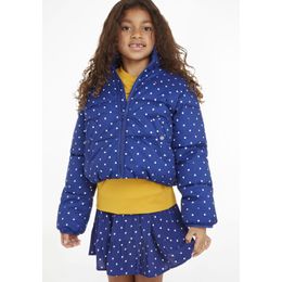 Winterjacke Tommy Hilfiger "ALLOVER PRINTED PUFFER JACKET", Mädchen, Gr. 80, blau (navy voyage), Web, Obermaterial: 100% Polyester, unifarben, casual, Langarm, Jacken, für Babys