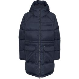 Steppjacke Tommy Jeans "TJW MIDI ASPEN PUFFER", Damen, Gr. L (40), blau (schwarz night navy), Web, Obermaterial: 100% Polyamid. Futter: 100% Polyester. Wattierung: 100% Polyester, unifarben, casual, normal hüftbedeckend, Langarm, Jacken, mit Logostickerei