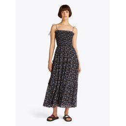 Maxikleid Tommy Jeans "TJW AOP CHIFFON MAXI DRESS EXT", Damen, Gr. L (40), N-Gr, small flowers aop, Web, Obermaterial: 100% Polyester, gemustert, casual, ausgestellt lang, Kleider Volantrock, mit Allover-Print, Rüschen