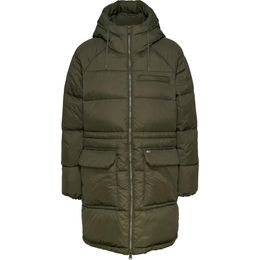 Steppjacke Tommy Jeans "TJW MIDI ASPEN PUFFER", Damen, Gr. L (40), grün (fatigue grün), Web, Obermaterial: 100% Polyamid. Futter: 100% Polyester. Wattierung: 100% Polyester, unifarben, casual, normal hüftbedeckend, Langarm, Jacken, mit Logostickerei