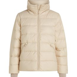 Steppjacke Tommy Hilfiger, Damen, Gr. M (38), beige (classic beige), Obermaterial: 100% Polyamid. Futter: 100% Polyester. Wattierung: 70% Daunen, 30% Federn, modisch, regular fit, Langarm Rippbündchen, Jacken, mit Logoprägung