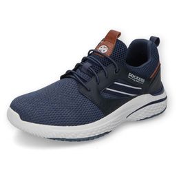 Slip-On Sneaker Dockers by Gerli, Herren, Gr. 42, blau (navy, braun), Synthetik, Textil, Schuhe, Slipper, Sneaker, mit leichter Laufsohle in Komfortweite G (weit)