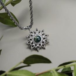 Holzkern Halsketten Damen Silber und Marmor