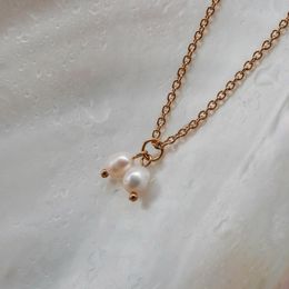 Holzkern Halsketten Damen Gold und Perle