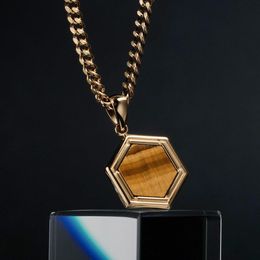 Holzkern Halsketten Herren Gold und Tigerauge