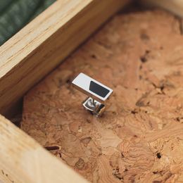 Holzkern Ohrringe Damen Silber und Schiefer
