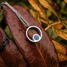 Holzkern Halsketten Damen Silber und Marmor
