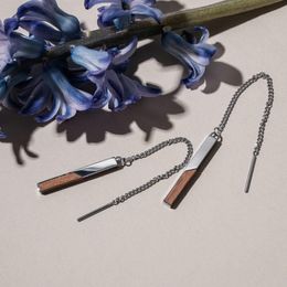 Holzkern Ohrringe Damen Silber und Walnuss