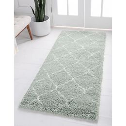MyFlair MÖBEL & ACCESSOIRES Hochflor-Läufer »Temara Shag, LAGERRÄUMUNG!« rechteckig 51 mm Höhe Teppich-Läufer, gewebt, Rauten Design, weich &...