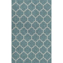 MyFlair M&Ouml;BEL & ACCESSOIRES Teppich &raquo;Outdoor Crosses, LAGERR&Auml;UMUNG!&laquo; rechteckig 4 mm H&ouml;he Flachgewebe, In- und Outdoor geeignet blau/grau/gr&uuml;n...