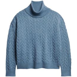 Superdry Strickpullover »LW CABLE ROLL NECK JUMPER« Mid Blue Twist XL XL Modischer Pullover von Superdry