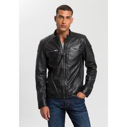 Bruno Banani Lederjacke »Flint« aus Lammnappaleder, taillierter Schnitt, Bikerkragen, Used-Optik schwarz XXL (56)