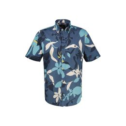 Lerros Kurzarmhemd »Sommerliches Baumwoll-Leinenhemd in Übergrößen« CRISPY BLUE 4XL - extraweit extraweit 4XL Grafischer Blumenprint im Hawaiian-Look