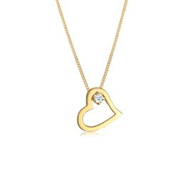 Elli DIAMONDS Collierkettchen »Herz Diamant Weiß Brillantschliff (0.03ct) 585 Gelbgold« Gold 45 Halskette für Damen mit Diamant Perfekt für...