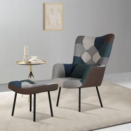Home Affaire Ohrensessel »ALVIER, Relaxsessel, Sessel mit Hocker, Hochlehn-Sessel« mit Hocker und Nierenkissen, TV-Sessel mit Hocker patchwork