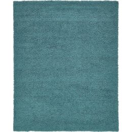 MyFlair Hochflor-Teppich &raquo;Shaggy Shag, LAGERR&Auml;UMUNG!&laquo; rechteckig 38 mm H&ouml;he gewebt, Uni Farben, ideal im Wohnzimmer & Schlafzimmer blau Polypropylen (PP)