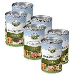 Bellfor Starter-Paket Hundefutter Nass mit Huhn, Lamm und Insekten - Freiland-Men&uuml; 2x400g + Heide-Men&uuml; 2x400g + Landgut-Men&uuml; 2x400g