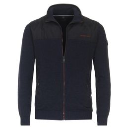 Strickjacke Casamoda "Casamoda Strickjacke uni", Herren, Gr. L, blau (dunkelblau), 100% Baumwolle, Strickjacken