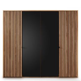 Pharao24.de Kleiderschrank Massivholz Wildeiche Front glasbeschichtet Anthrazit