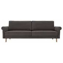 2-Sitzer "CR.450, Designsofa, Loungesofa", braun (graubraun 534, 49), B:168cm H:85cm T:95cm, NaturLEDER OSKAR (echtes Rindsleder), Chenille COCO (72% Polyester 15% Baumwolle 13% Polyacryl), CREATION BY ROLF BENZ, Sofas, modern Landhaus, Füße in Nussbaum, Breite 168 cm