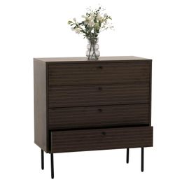 Kommode MCW-N78, Sideboard Schrank, 4 Schubladen, skandinavischer Stil Metall Holz Melamin MVG 85x80x40~ dunkelbraun