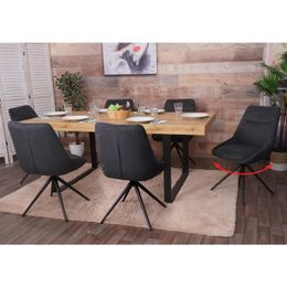 6er-Set Esszimmerstuhl MCW-M65, K&uuml;chenstuhl Lehnstuhl Stuhl, drehbar Auto-Position Metall Stoff/Textil ~ anthrazit