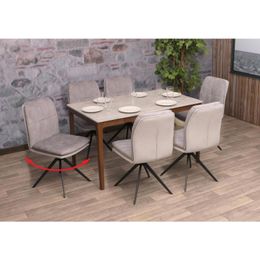 6er-Set Esszimmerstuhl MCW-M68, K&uuml;chenstuhl Lehnstuhl, drehbar Auto-Position, Metall Stoff/Textil ~ grau