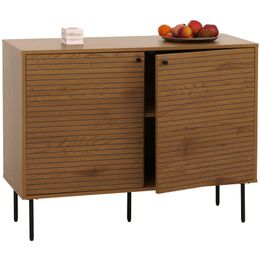 Sideboard MCW-N78, Kommode Schrank Anrichte, skandinavischer Stil Metall Holz Melamin MVG 86x110x40cm ~ natur
