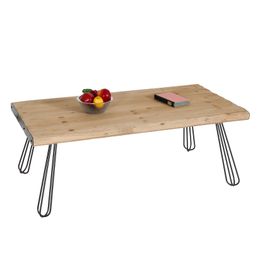 Couchtisch MCW-L73, Tisch Wohnzimmertisch, Industrial Massiv-Holz MVG-zertifiziert 120x60cm, natur