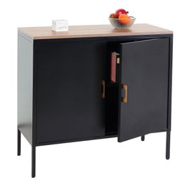 Kommode MCW-L84, Sideboard Schrank Anrichte, 2 T&uuml;ren Metall 90x90x40cm, Melamin beschichtet ~ schwarz