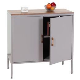 Kommode MCW-L84, Sideboard Schrank Anrichte, 2 T&uuml;ren Metall 90x90x40cm, Melamin beschichtet ~ grau