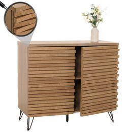 Kommode MCW-M49, Schrank Sideboard Highboard, 3D-Design Stauf&auml;cher, MDF Metall 85x95x45cm ~ natur