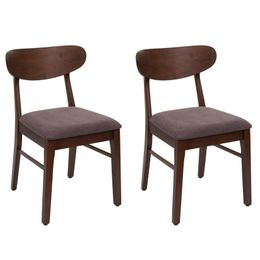 2er-Set Esszimmerstuhl MCW-M59, K&uuml;chenstuhl Stuhl, Stoff/Textil Massiv-Holz ~ dunkles Gestell, taupe