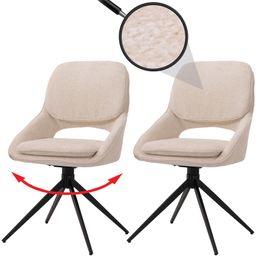 2er-Set Esszimmerstuhl MCW-N73, K&uuml;chenstuhl, drehbar Auto-Return, Stoff/Textil Chenille (490g/m&sup2;) &Ouml;ko-Tex ~ creme-beige