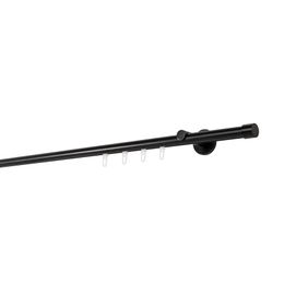 ONDECO Gardinenstange auf Ma&szlig; Innenlauf 20mm Cap 1-lauf Wandtr&auml;ger 6,5cm mit Gleiter Gr&ouml;&szlig;e: 380cm, Farbvariante: Schwarz