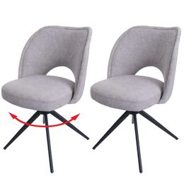 2er-Set Esszimmerstuhl MCW-N72, Polster-K&uuml;chenstuhl, drehbar Auto-Return, Stoff/Textil (420g/m&sup2;) &Ouml;ko-Tex ~ hellgrau