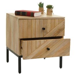 Nachttisch MCW-L95, Kommode Beistelltisch Nachtschrank Schrank, Schublade Mango-Holz 51x45x40cm MVG-zertifiziert, natur