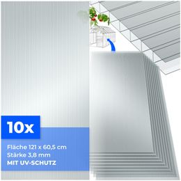 TecTake&reg; 10er Set Doppelstegplatten, 7,32 m&sup2; Gesamtfl&auml;che, individuell zuschneidbar, w&auml;rmed&auml;mmend, temperaturresistent, 121 x 60,5 x 0,4 cm je Platte